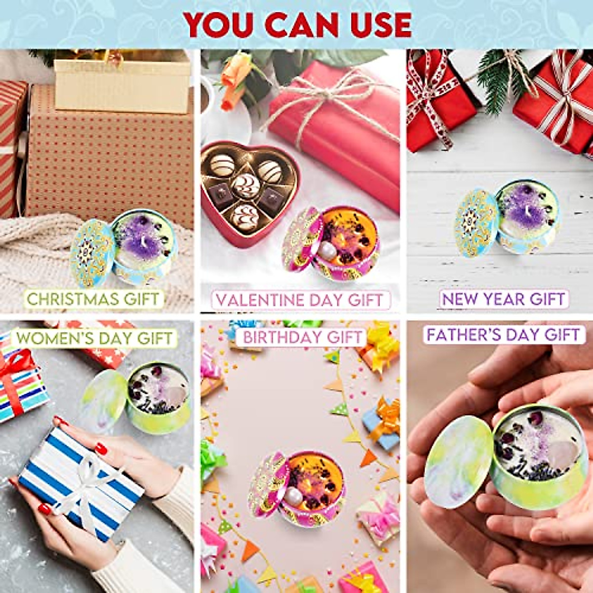 Pack of 4 beautiful rose quartz crystal infused scented soy candles with wooden and marble holders | Birthday gift set for women | aromatherapy and medidation candles