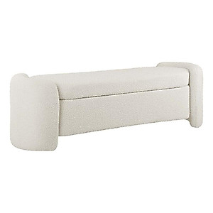Modway Nebula Boucle Upholstered Storage Bench in Ivory
