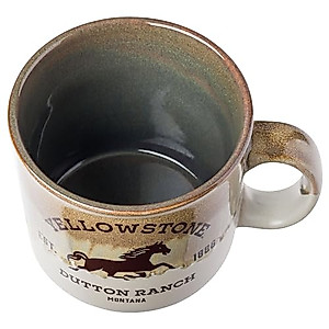 Silver Buffalo Yellowstone Dutton Ranch Silo Reactive Glaze Ceramic Camper Mug, 20 Ounces