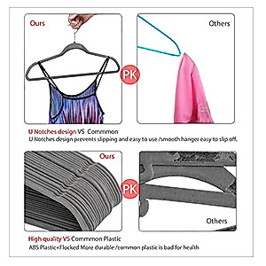 Yaheetech 100 Pack Non Slip Velvet Hangers Heavy Duty Suit Hangers Flocked Coat Suit Hangers Space Saving Clothes Hangers with 360° Swivel Hook, Gray