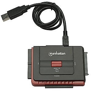 Manhattan SATA / IDE to USB 2.0 Hard Drive Adapter Cable - with One-Touch Storage Backup – External Converter for SSD / HDD Data Transfer, Supports UASP – Compatible with Windows, Mac, Linux -179195