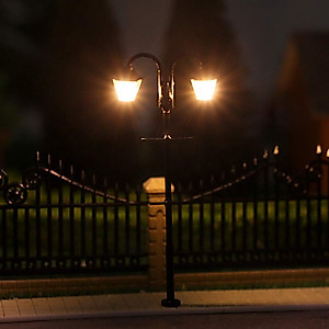 LYM59 5pcs Model Railway Street Lgiht Lamppost Lamp HO Scale 65mm or 2.56inch Two-Heads LEDs