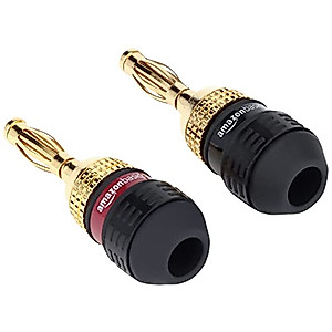 Amazon Basics Speaker Connector Banana Plug to Banana Plug , 0.5" x 0.5" x 1.3", Black, 24 Count (Pack of 12)