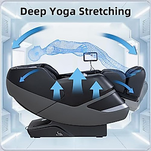 MassaMAX 2023 Massage Chair, Full Body Zero Gravity SL Track Recliner with Yoga Stretch, Voice Control, Heating, Airbags, Foot Massage (321-Black)