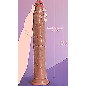 Small Glans Big Thick Dildo, 13.4" Huge Realistic Dildo without Balls for Anal Play, Silicone Dildos Fake Penis with Strong Suction Cup Adult Sex Toy for Vagina Anal G-spot Stimulating Quick Orgasm