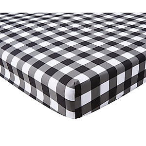 4 Pack Buffalo Check Plaid Neutral Unisex Fitted Baby Crib Sheets Set for Baby Boys or Girls (Black)