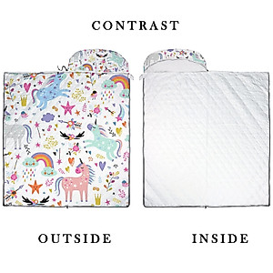 Portable Sleeping Bag Cute Rainbow Stars Unicorns Floral Flowers Sleep Bag Cover Mat for Travel Camping Hiking Women Men Adult 3 Seasons
