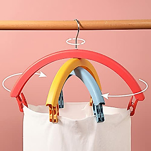 Coat Hanger,Non-Slip Clothes Hangers,Rainbow Hangers Multipurpose Collapsible Rotating with Clips Traceless Hangers for Clothes Skits(Rainbow)