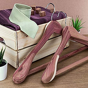 HANGERWORLD 5 Cedar Wood 17.7inch Suit Hangers with Broad Shoulders and Non-Slip Ridged Trouser Bar