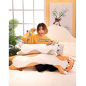 Plush Pillow, Cat Long Throw Sleeping Pillow Cute Cartoon Cat Shaped Plush Toy Sleeping Long Throw Pillow Home Office Study