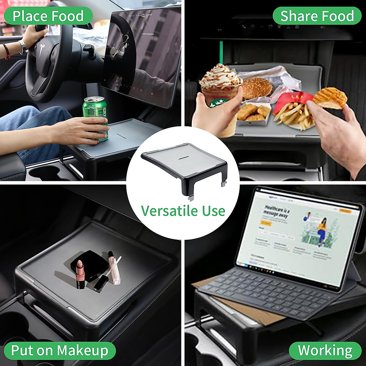 FanpBow Tesla Model 3 Model Y Center Console Desk, Tesla Table for Eating, Stable Working & Food Eating Table for Tesla Car, Holding Your Essentials During Road Trips, Autopilot (Fit 2023 2022 2021)