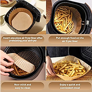 Zupci Air Fryer Liners Round - 100 Pcs 7.9 Inch Disposable Paper Dryer Liners for 4 to 6 Qt Basket - Paper Liner for Air Fryer Basket- Non-stick Oil Air Fryer Liner Round- Water Proof Parchment Paper