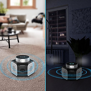 NAKEVY Plug in Rodent Repellent Indoor Pest Repeller Squirrels Mouse Deterrent Rat Control with Ultrasound Impulse LED Flashlights Predator Sounds for Home Attic Garage RV Silver