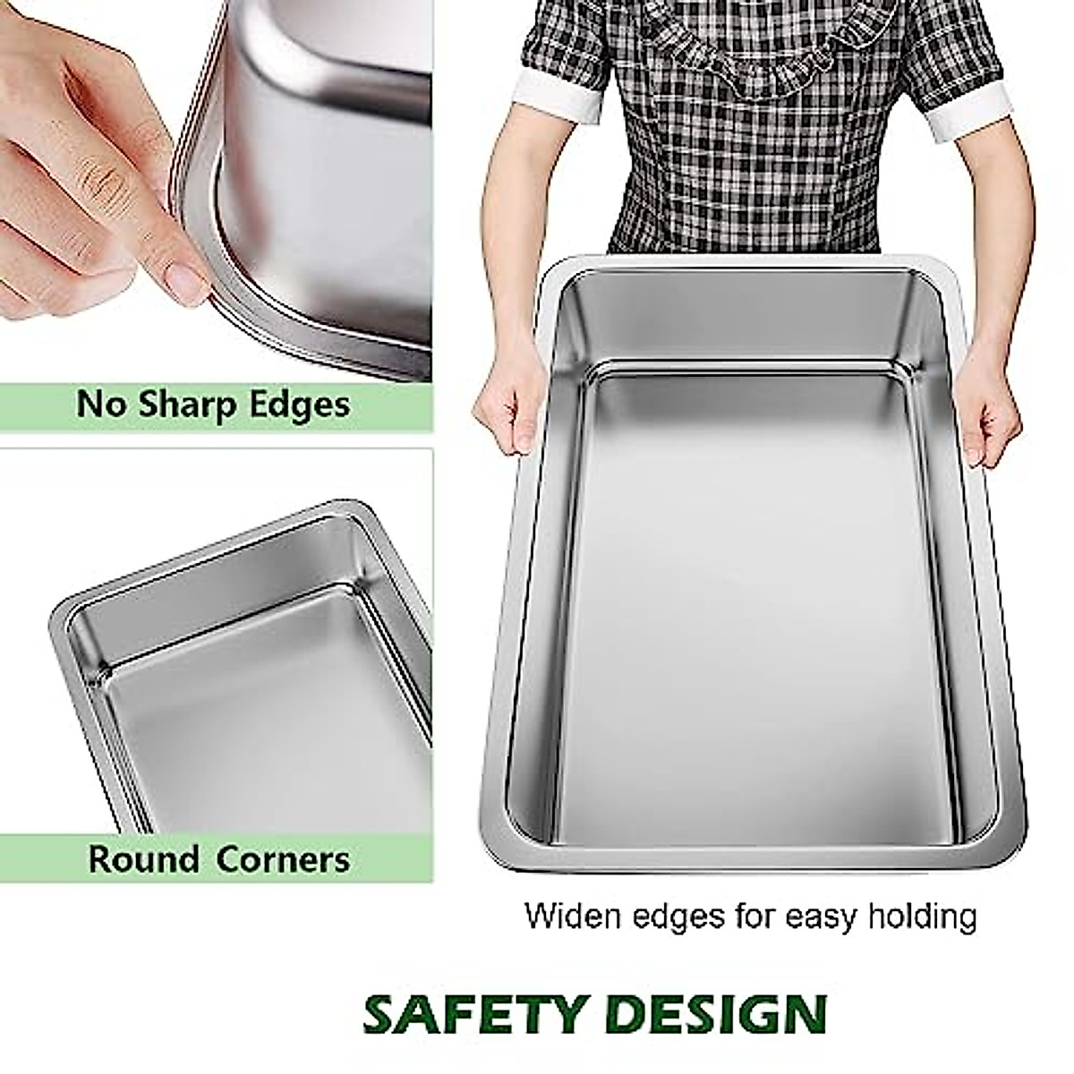 hannger Stainless Steel Cat Litter Box, 4 Pack Extra Large High Sided Cat Litter Box, Metal Litter Box for Cats and Rabbit, Odor Control Litter Pan, Easy to Clean, 23.4" L x 15.7" W, 5.9" Deep