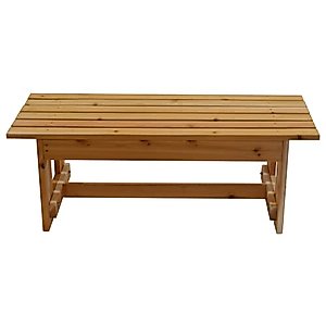 Premium Cedar Outdoor Garden Bench with Flat Seat (48” Wide, 18” Deep, 17” Tall)
