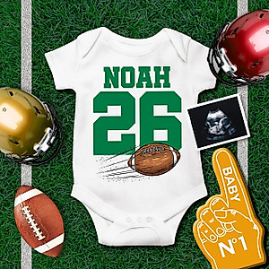 Personalized Sports Baby Onesie for Boy - 8 Designs & Colors Customized Baseball Girl Outfits Gifts Custom Sport Bodysuit Babies Newborn 6 12 18 24 Month Gift Shower C1, White