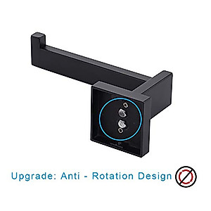 TASTOS Toilet Paper Holder Matte Black, Toilet Tissue Roll Holders Dispenser and Hangers Wall Mounted for Bathroom & Kitchen, Stainless Steel Modern Square Style