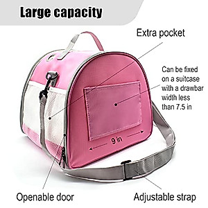 Small Animal Carrier Bag, Upgraded Portable Guinea Pig Carriers, Transparent Hamster Carrying Case, Reptile Rat Rabbit Bearded Dragon Hedgehog Carrier Bag for Travel, Hiking, Walking, Outdoor (Pink)
