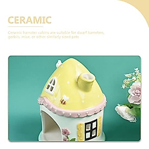 Didiseaon Bunny Decor Summer Decor Cool Hamster House Hideout Ceramics Mushroom Shape Cute Small Animal Pet Squirrel Hedgehog Chinchilla Hamster Cage Accessories Bunny Decor Summer Decor