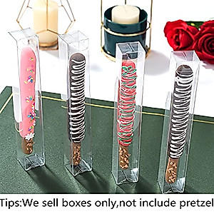 RomanticBaking 50 Pack 1 X 1 X 8 Inches Individual Chocolate Covered Pretzel Rods Boxes (Not include Pretzel) Gumball Boxes Party Favor Boxes Small Treat Boxes
