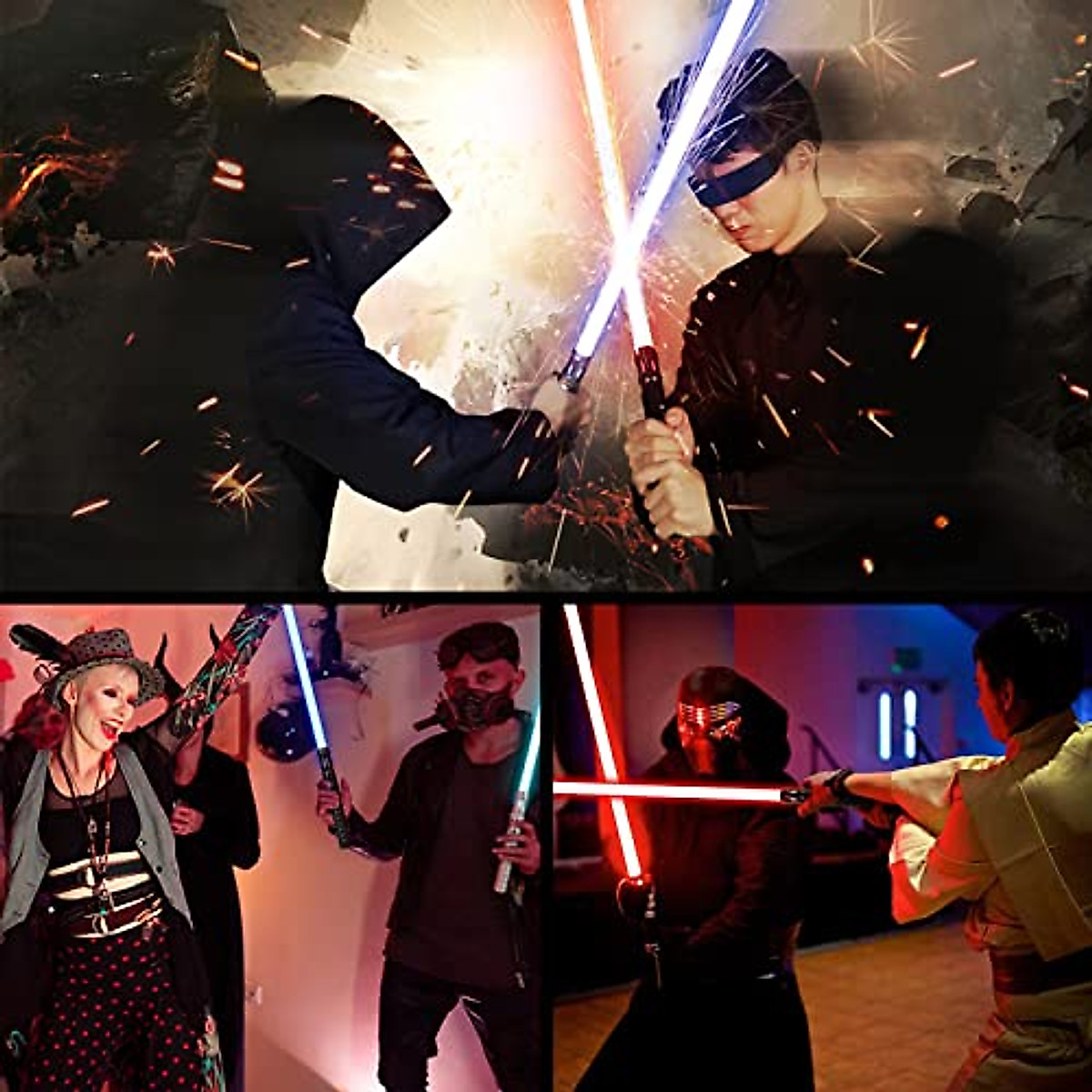 Dueling Light Saber RGB 12 Colors Light Sabers - Metal Hilt Black Series Sabers for Adults Cosplay Party, Birthday Gift, 9 Sound Fonts, FOC, Support Real Heavy Dueling (Gun)