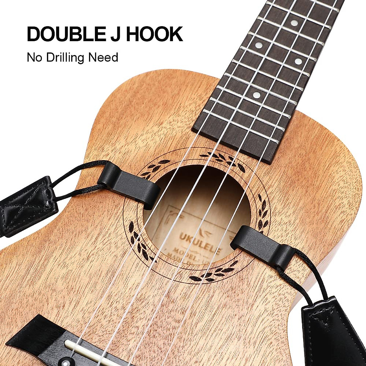 Ukulele Strap No Drill, IHOBOR Adjustable Double J Hook Uke Shoulder Strap, Premium Jacquard Blue totem Clip on Ukelele Strap, Easy to Use and Fit Most Standard Uke Sizes