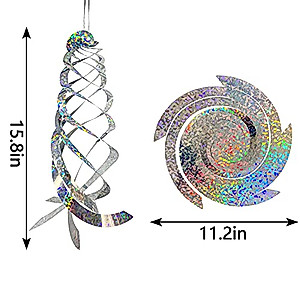 Sfcddtlg 4PCS Bird Repellent Spiral Reflectors-15.8 Inch Hanging Reflective Bird Deterrent Device for Drive Birds Woodpeckers Pigeons Geese Away from The House Garden Swimming Pool (4pcs)