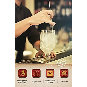 KITESSENSU Muddler and bar Spoon, 8 Inch Stainless Steel Muddler for Cocktails, Excellent Choice for Mojitos, Caipirinhas, Fruits, Herbs, Spices Based Drinks