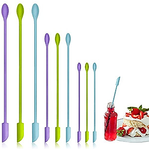 9 Pieces Mini Silicone Spatula-Makeup Spatula-Small Silicone Spatula-Thin Spatula Set for Skinny Openings-Abnaok Tiny Scraper for Jar,Kitchen Bottles,Cosmetic