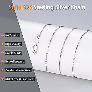 Jewlpire Solid 925 Sterling Silver Chain Necklace for Women Girls, 1.1mm Cable Chain Silver Chain for Women Shiny & Sturdy Women's Chain Necklaces, 18 Inches