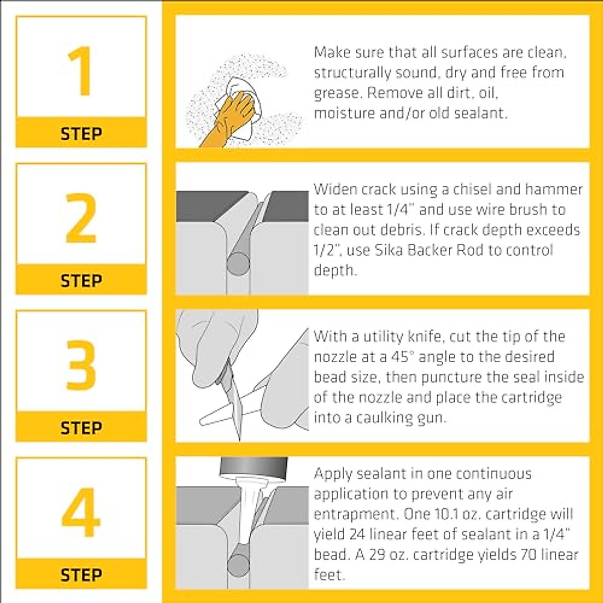 Sikaflex Self Leveling Sealant, Gray, polyurethane with an accelerated curing capacity for sealing horizontal expansion joints in concrete, 29 fl. oz Cartridge