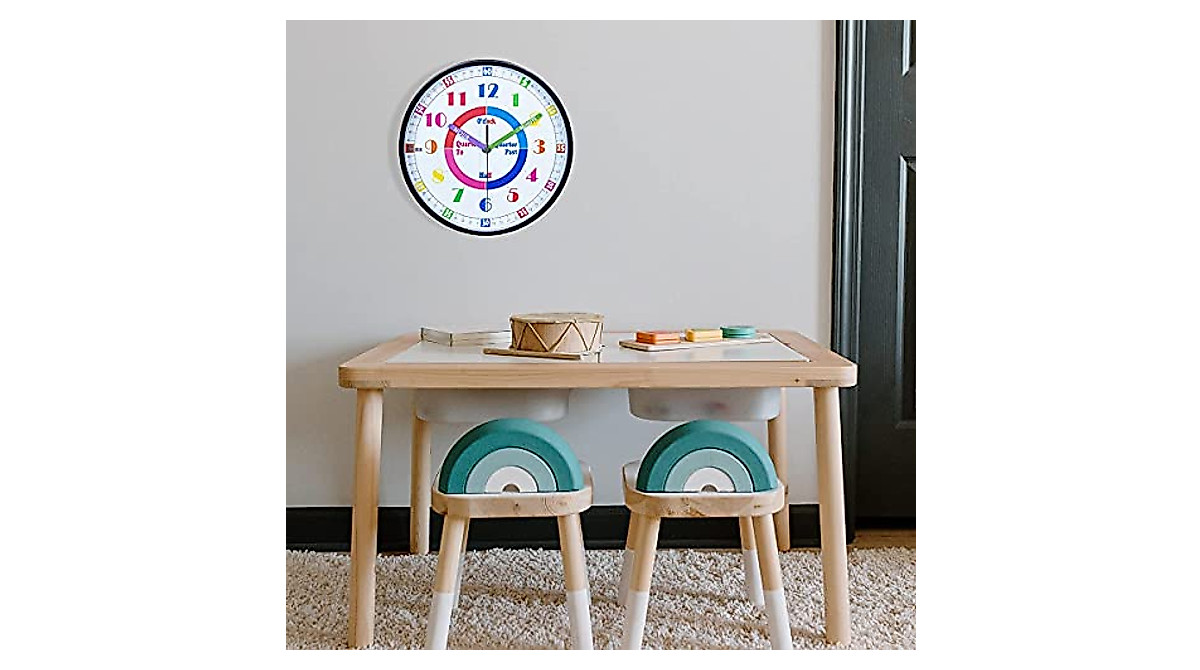Telling Time Wall Clock for Kids - Silent & Educational | Jenlystime
