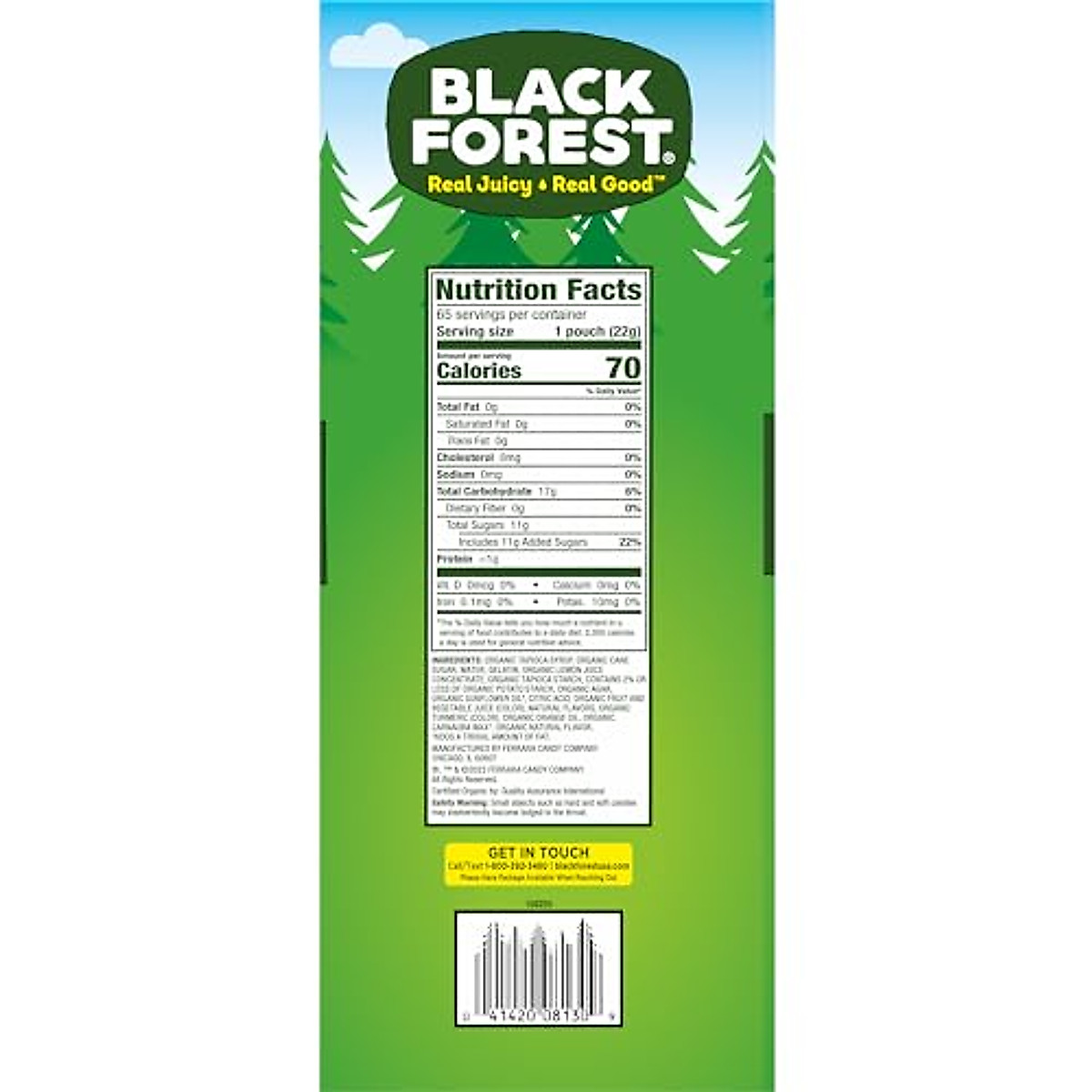 Black Forest Organic Gummy Bears Candy, 0.8 Ounce Pouches (65 Count)