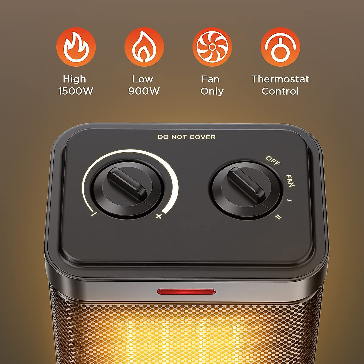 Faryuan Space Heater, Portable Electric Ceramic Heater, Small Space Heater with Thermostat, 2S Fast Heating, Overheating & Tip-Over Protection, 1500W Heater for Indoor Use, Office, Home