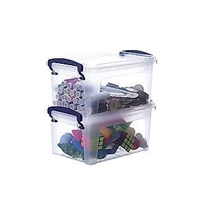 Superio Plastic Storage Box, Clear Container Bin with Lid, 1.75 Quart, Small Stackable Tote with Snap Lock Handles