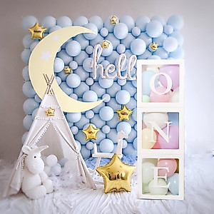 HPLYEL One Boxes for 1st Birthday, 3PCS Balloon Boxes Decorations for Baby Shower Birthday Decoration with ONE Letters for Boys and Girls 1 Year Old Birthday Party Backdrop Photoshoot Props (White)