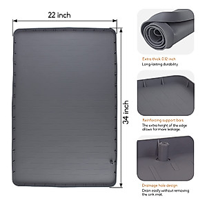 CNDSE Under Sink Mats for Kitchen Waterproof，Under Kitchen Sink Mat with Drain Holes，Thickened Non-slip Silicone Under Sink Mat ，Under Sink Liner for Kitchen and Bathroom Sink Cabinets 34''x22'', Grey