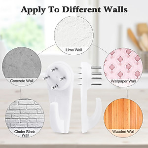 35 Pieces 2" Plastic Hardwall Hanger Hook Picture Hanging Kits Invisible Nail Wall Mount Non-Trace Hooks for Hardware Concrete Walls Photo Frame Clock