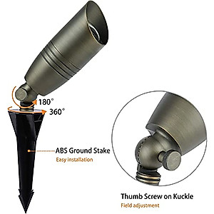 CINOTON Low Voltage Landscape Spotlights Outdoor, Solid Brass Directional Uplights Included MR16 LED Bulb Ground Stake Spot Up Landscape Lighting Fixture for Garden Patio