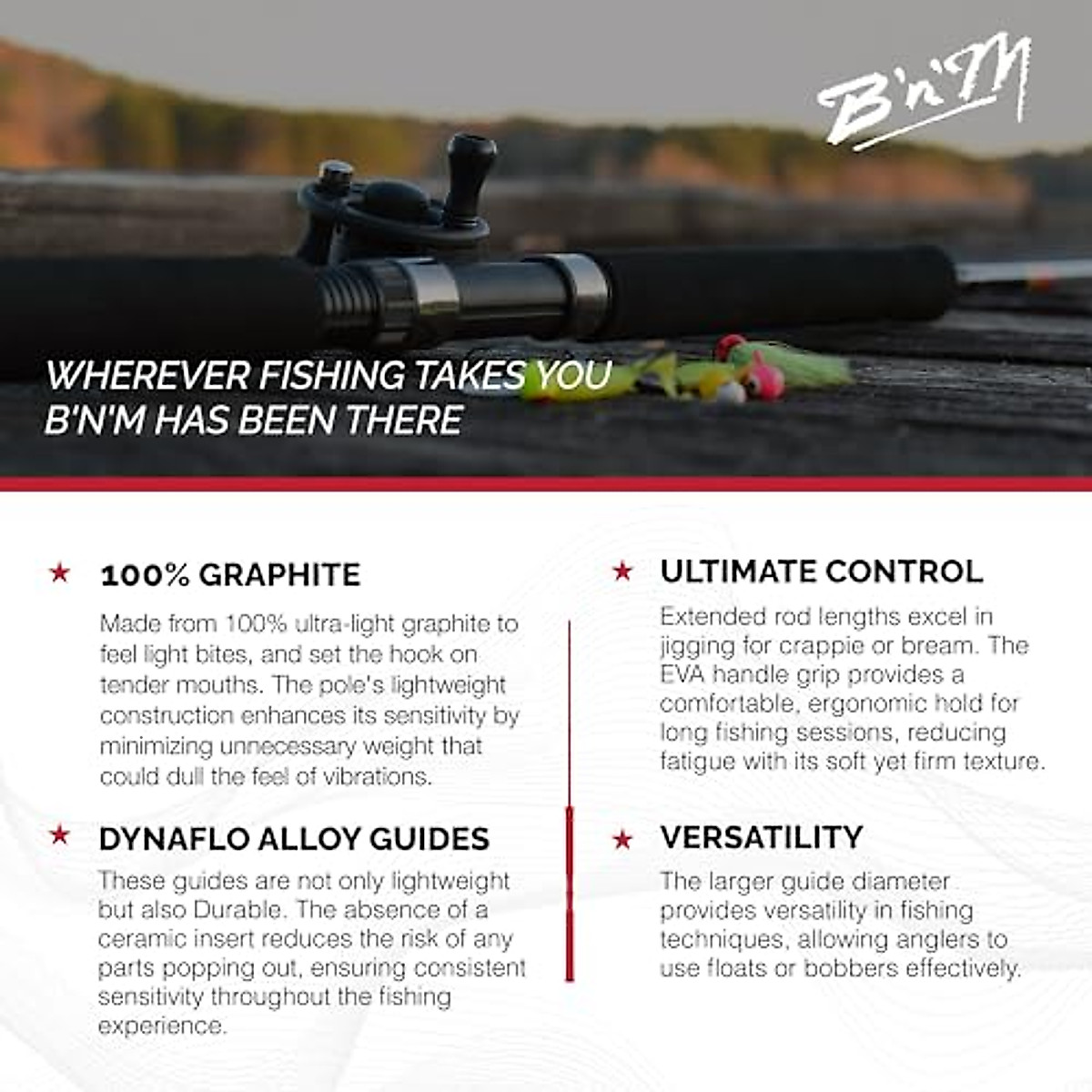 B'n'M 2 Piece Bucks Graphite Jig Pole (11-Feet)