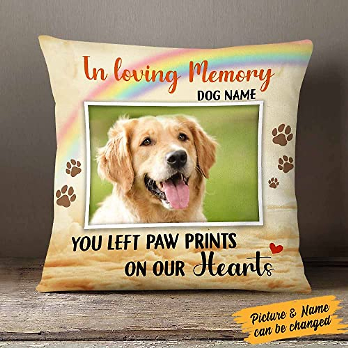 Personalized Dog Memorial Gifts in Loving Memory of Dog Pillow, Custom Photo Dog Memorial Pillow, Pet Loss Sympathy Gifts for Loss of Dog, Dog Lovers, Dog Owners