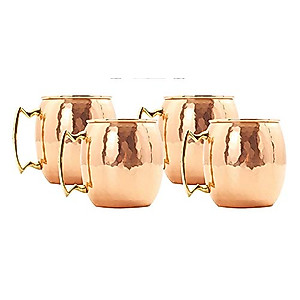 Deco 89 18 Ounce Drinking Mug, Set of 4 Moscow Mule Hammered Copper