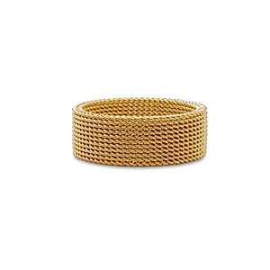 Uarein 1Pc Stainless Steel 8mm Mesh Ring for Women Men.Fashion Wide Woven Mesh Ring Comfort Fit Wire Mesh Band Ring Punk Jewelry Gifts for Wife (Gold, 9)
