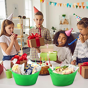 6 Pieces Ice Buckets Bulk, Plastic Ice Buckets with Handles, Oval Storage Tub, Large Capacity Ice Drink Bucket for Party Bar Wine Beer Champagne Beverage Bottle Cooler (Green,4.5 Liter)