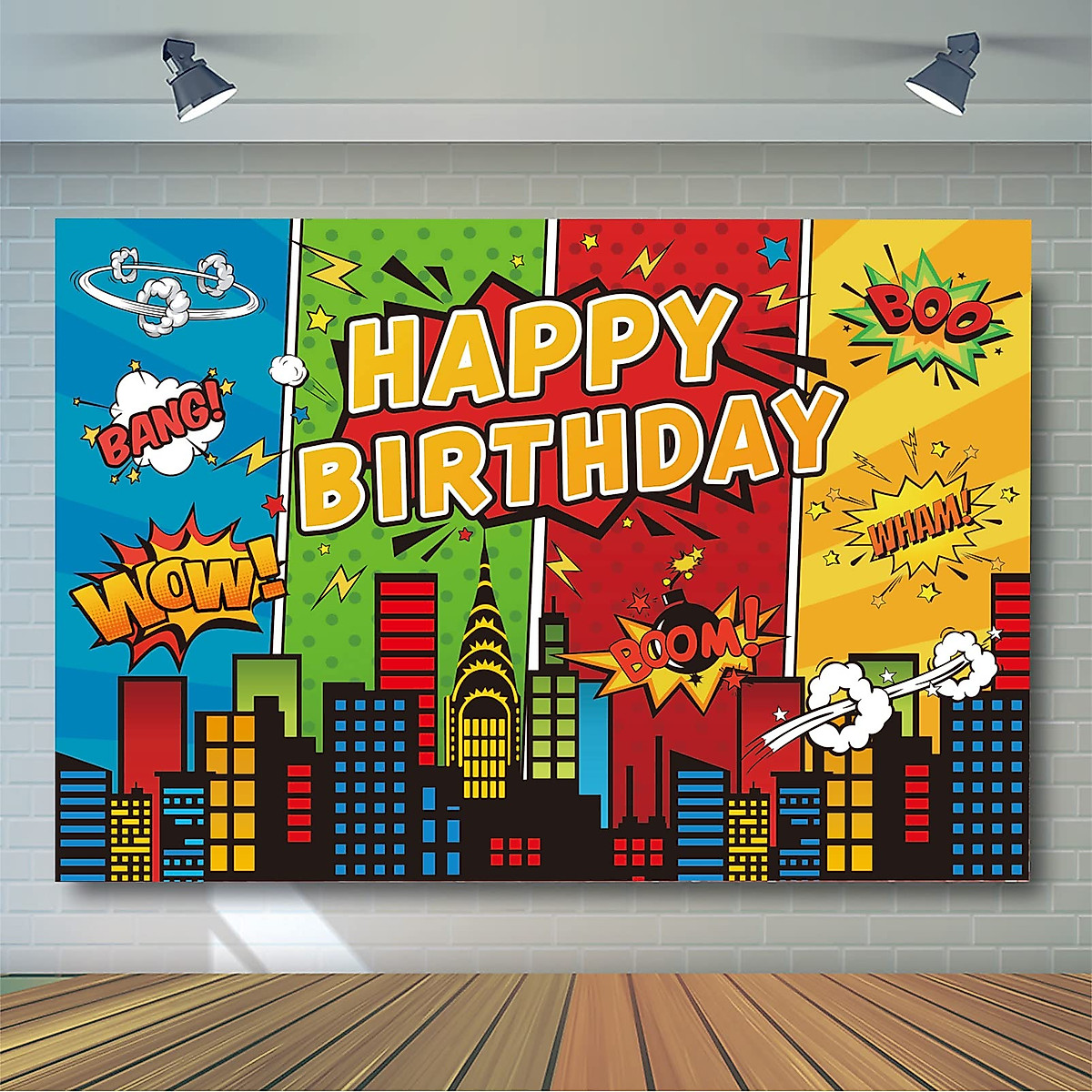 7x5ft Superhero Theme Backdrop for Children Boys Super Heros Comic Skyline Happy Birthday Party Supplies Decoration Baby Shower Backdrop Hero City Banner Decor Photography Backdrop