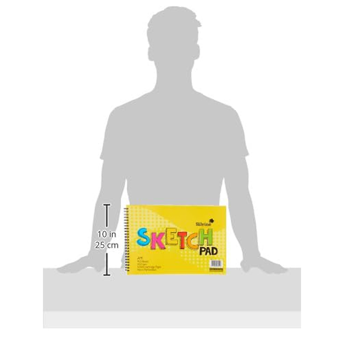 Silvine A4 Wirebound Sketch Pad - 40 sheets of 100gsm Smooth White Cartridge Paper (210 x 297mm), 407