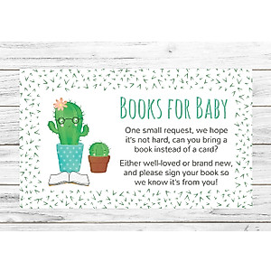 Cactus Book Request Baby Shower Card Inserts - 24 count