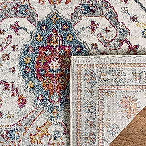 SAFAVIEH Evoke Collection 4' x 6' Cream / Orange EVK255B Boho Non-Shedding Living Room Bedroom Accent Rug