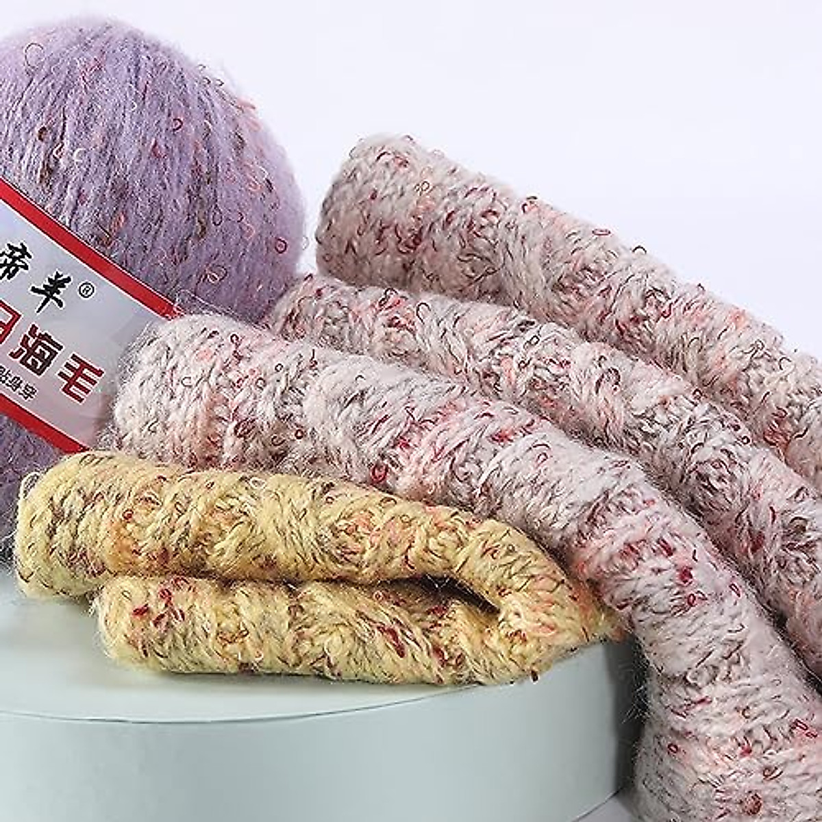 Yarn Ave 5 Balls/8.8oz Mohair Nylon Blended Yarn, Fluffy Soft Airy Fancy Yarn for Hand Knitting&Crocheting Cardigans, Hats, Vests, Sweaters, 2500 Meters (#12 Mint Green)