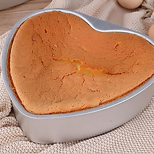 CALLARON Mini Cake Pans 2pcs Heart Shaped Cake Pans with a Removable Bottom 4inch Valentines Aluminium Heart Shaped Cake Pan Heart Pan Molds DIY Tin Muffin Chocolate Molds Baking Pan